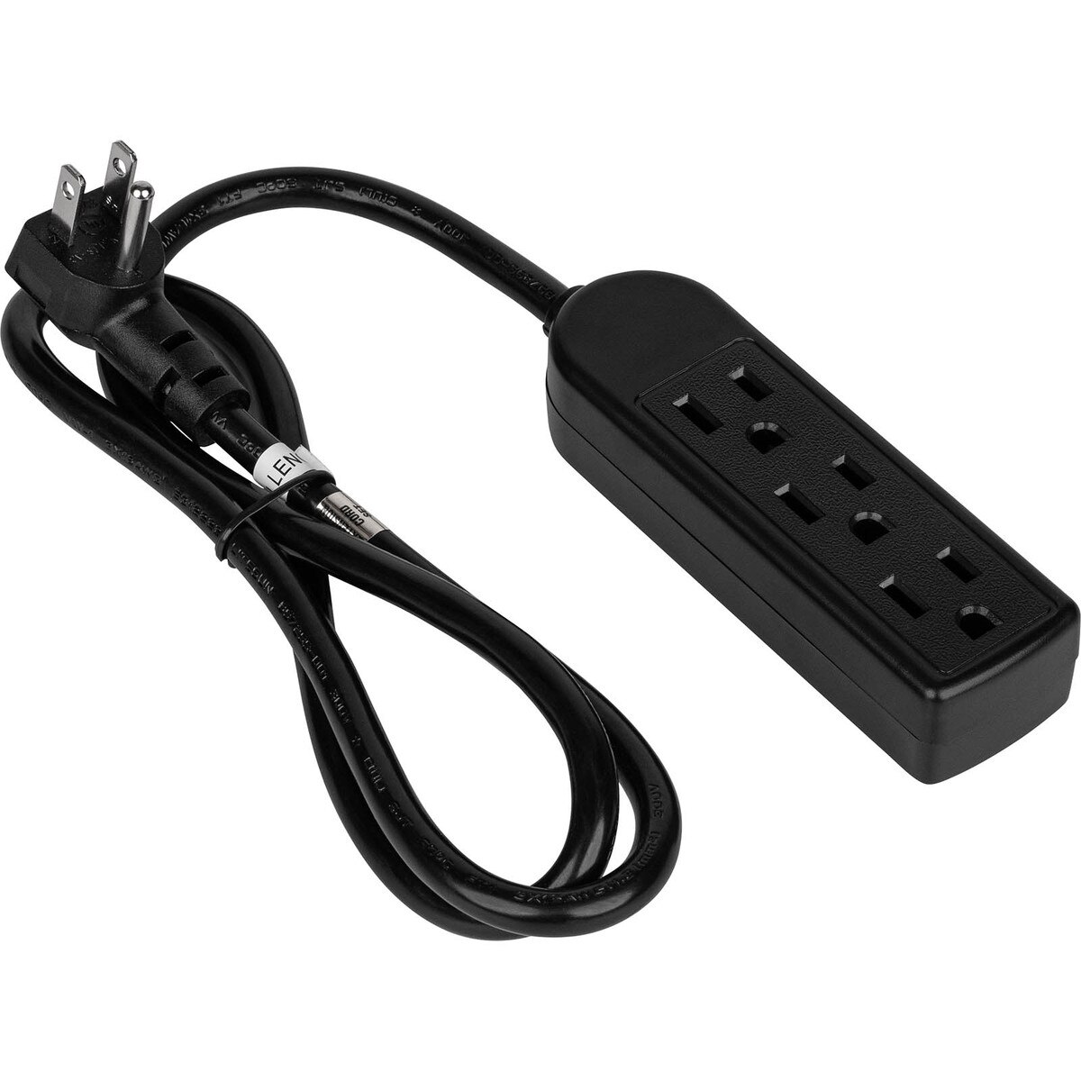 3-Outlet Power Strip with Right Angle Plug and 3 ft. Cord UL-Black