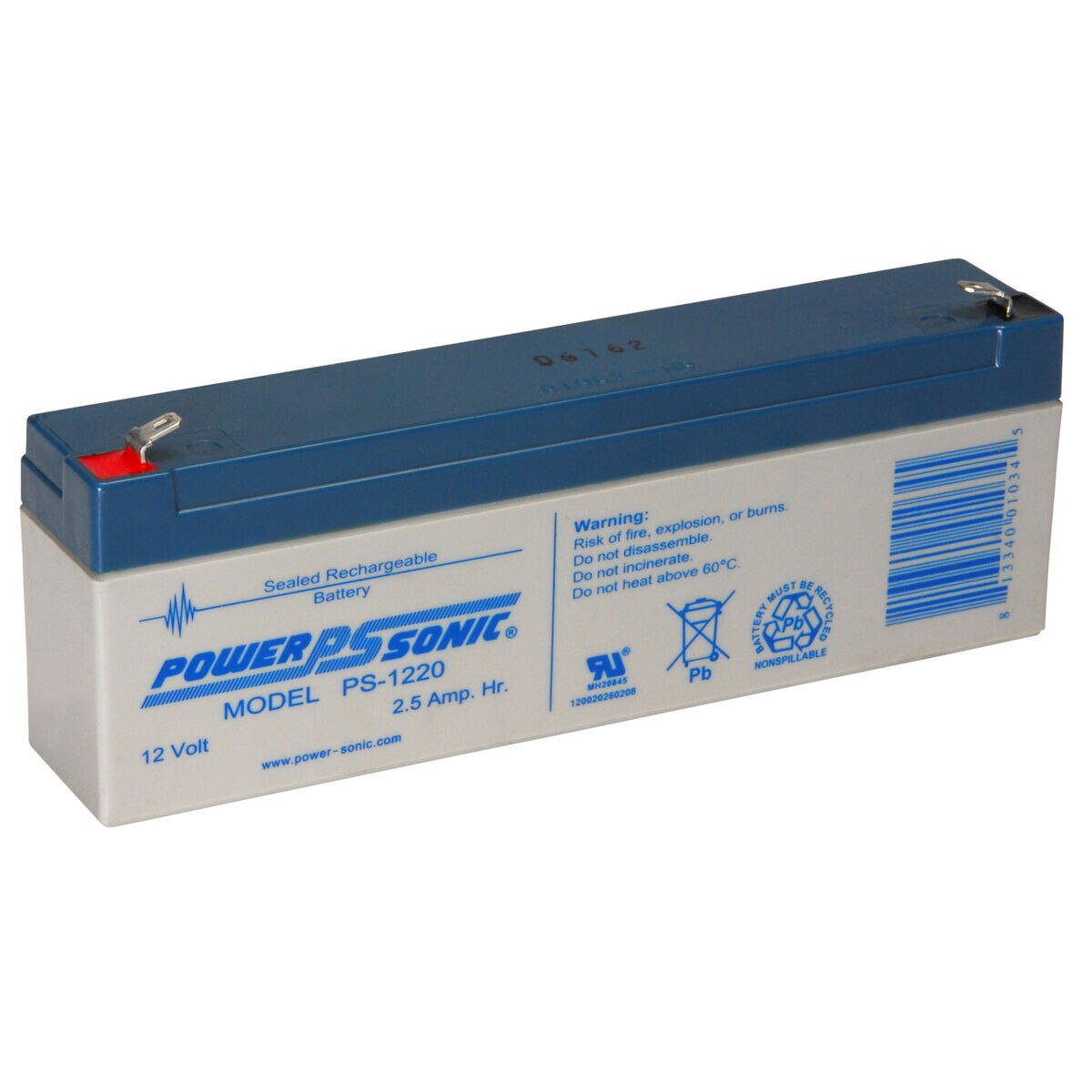 Power-Sonic PS-1220 Sealed Lead Acid Battery 12V 2.5Ah