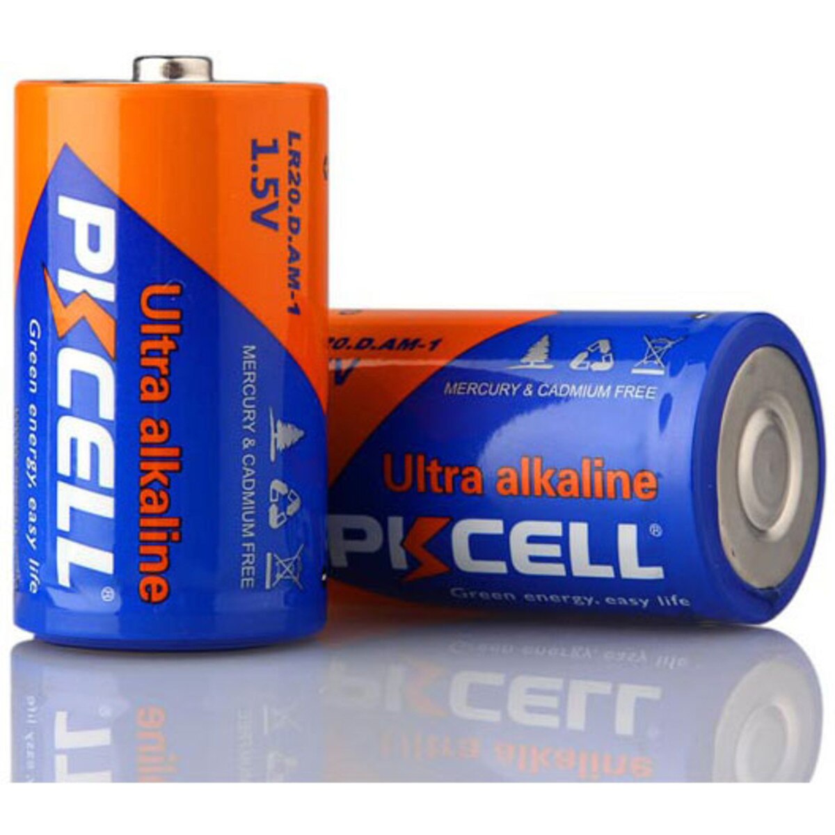 PKCELL 1.5V D Ultra Alkaline Battery 2-Pack