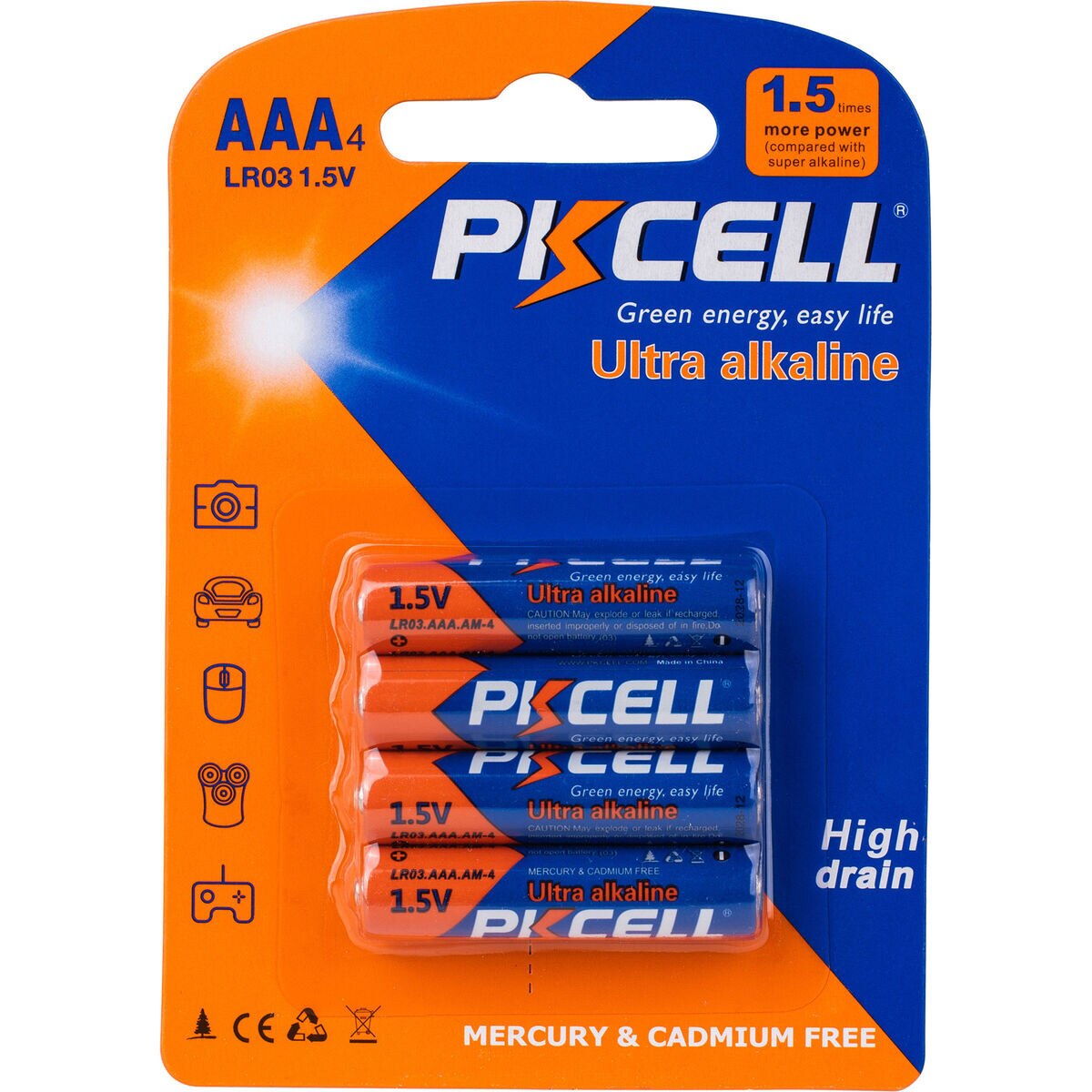 PKCELL 1.5V AAA Ultra Alkaline Battery 4-Pack
