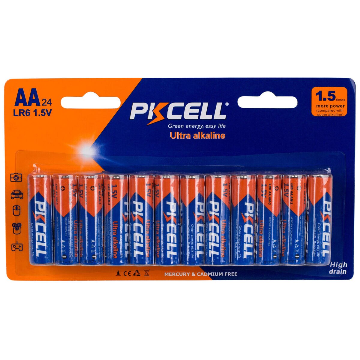 PKCELL AA Ultra Alkaline Battery 24-Pack