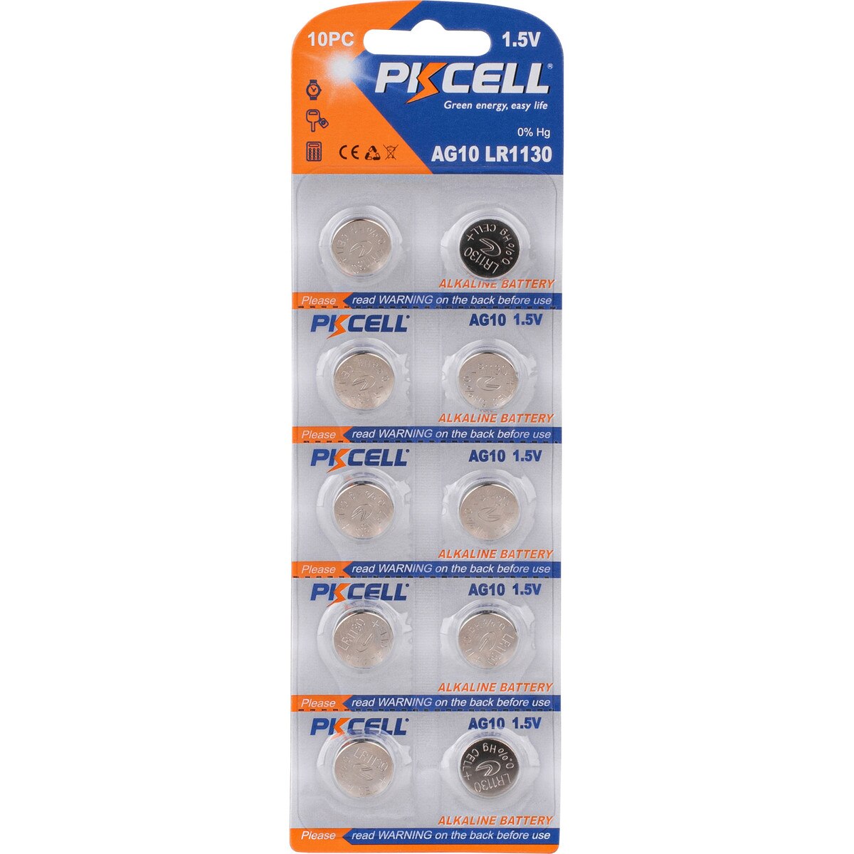 PKCELL 389 Alkaline Button Cell Battery 10-Pack