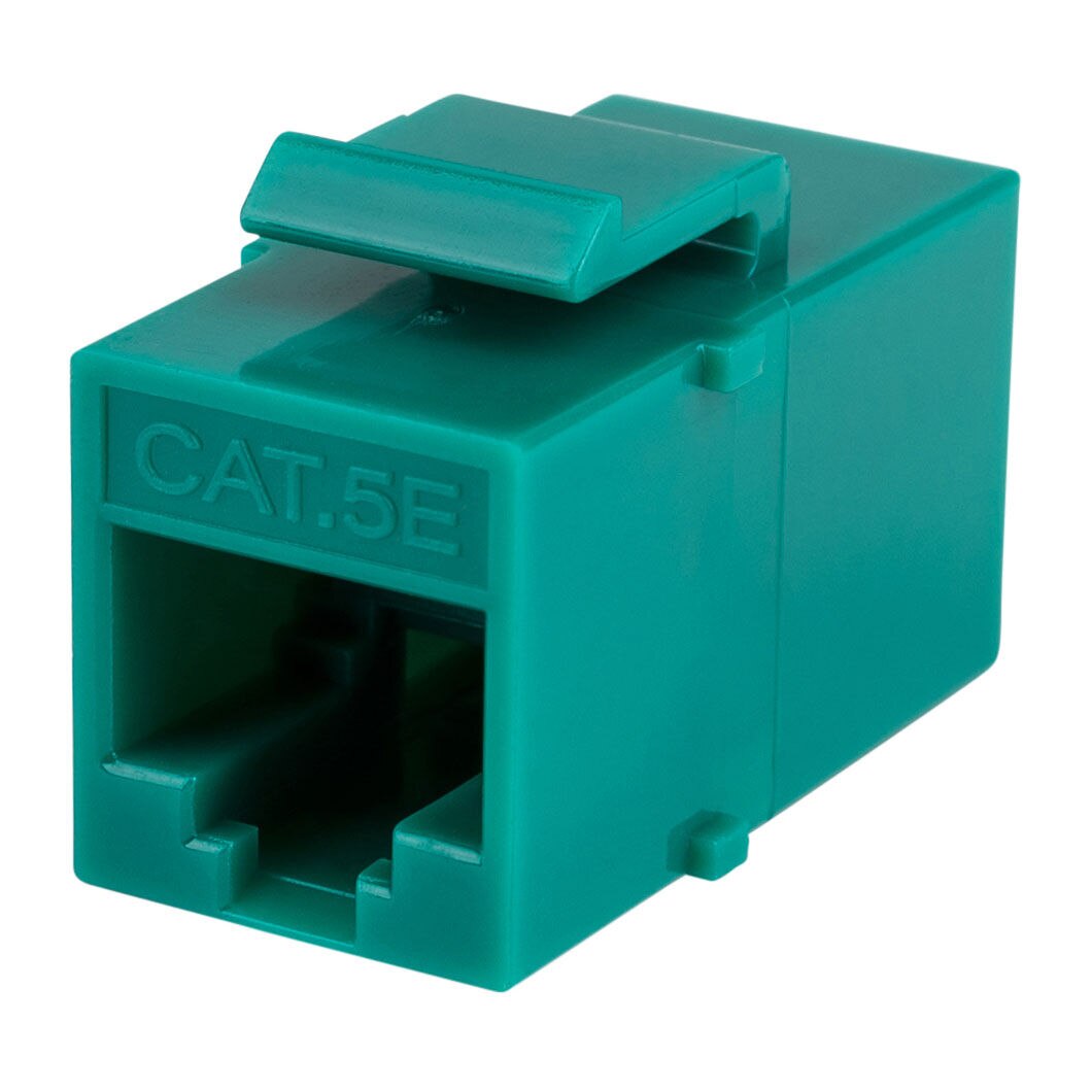 Cat 5e RJ45 Inline Coupler with Keystone Latch - Green