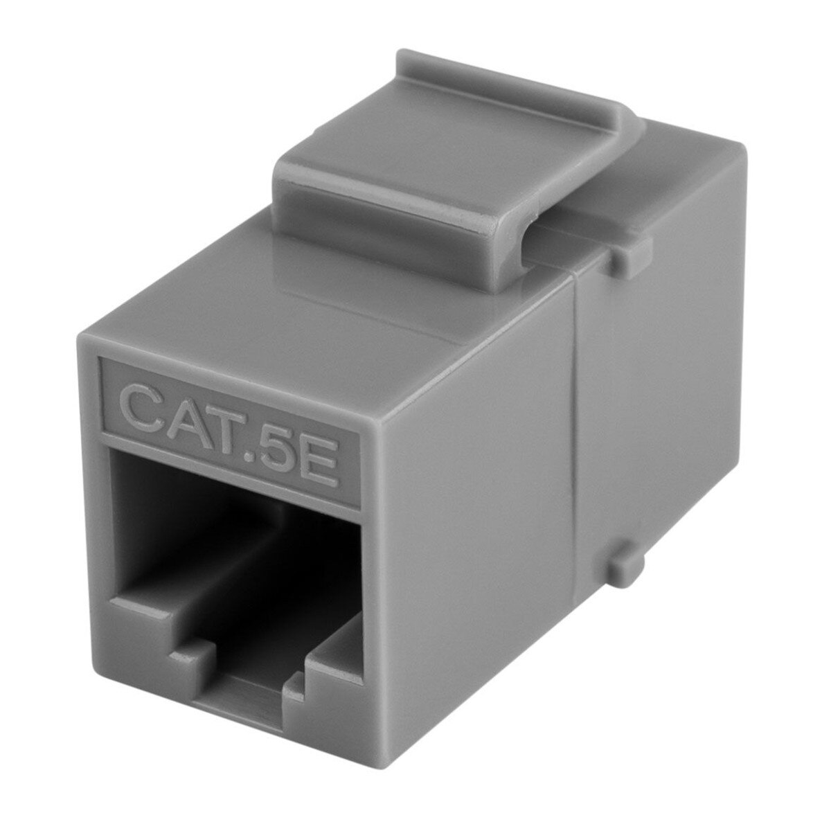 Cat 5e RJ45 Inline Coupler with Keystone Latch - Gray