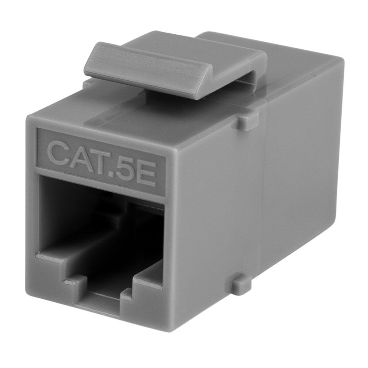 Cat 5e RJ45 Inline Coupler with Keystone Latch - Gray