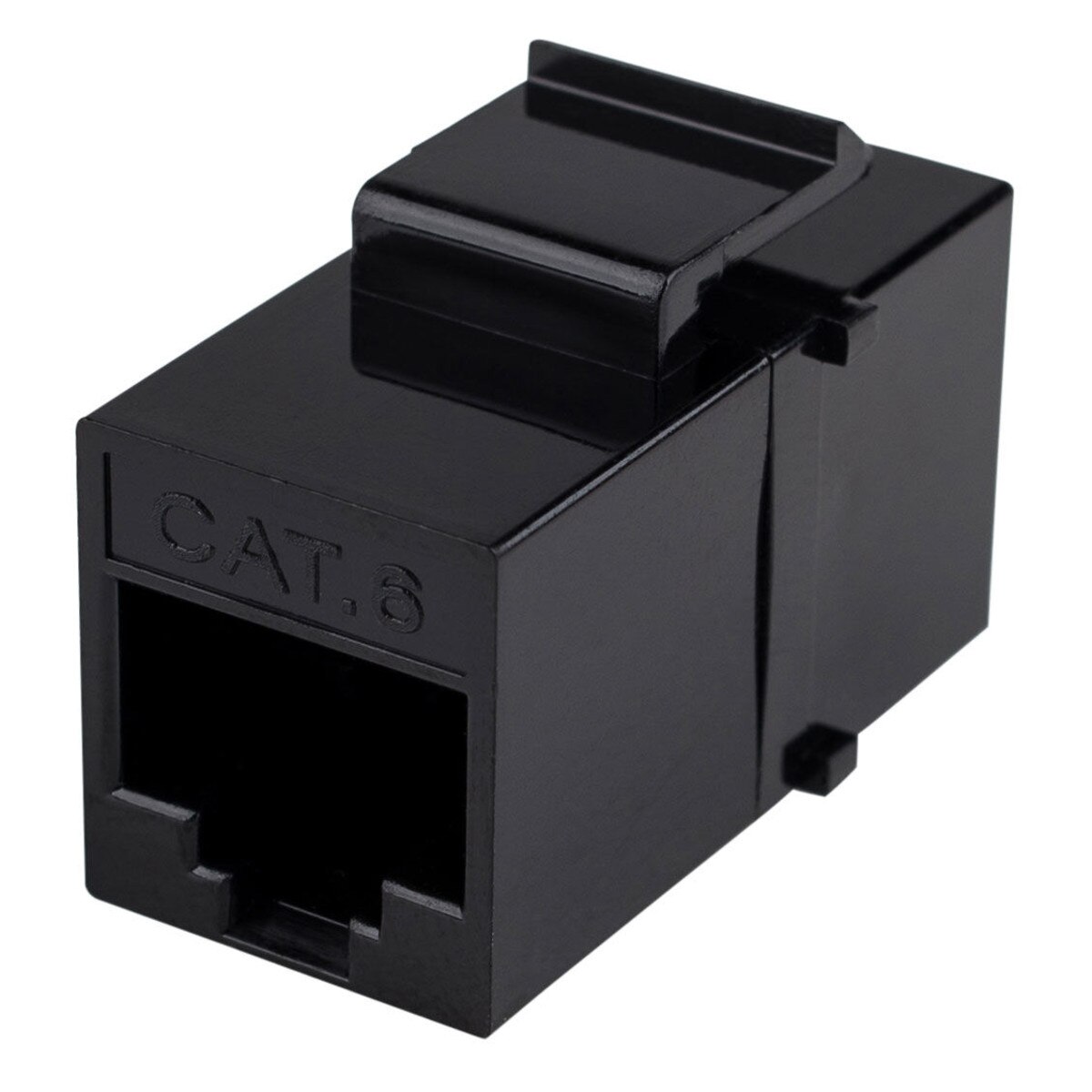 Cat 6 RJ45 Inline Coupler with Keystone Latch - Black