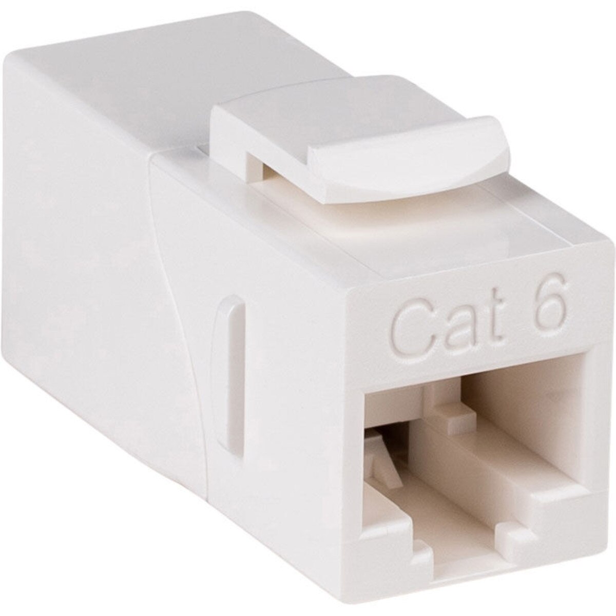 Cat 6 Right Angle Inline White Coupler with Keystone Latch