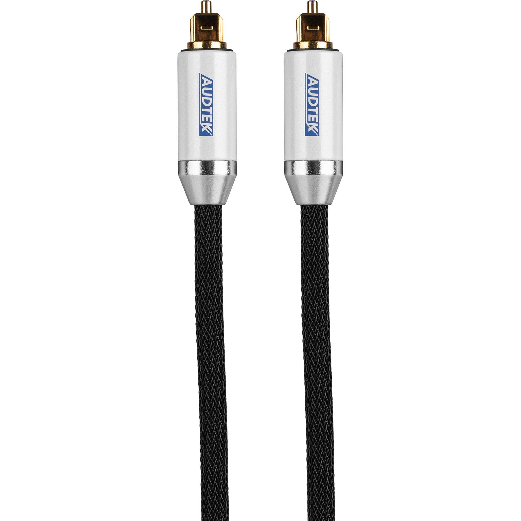 Audtek 12 ft. Premium Toslink Digital Optical Cable with Braided Nylon ...