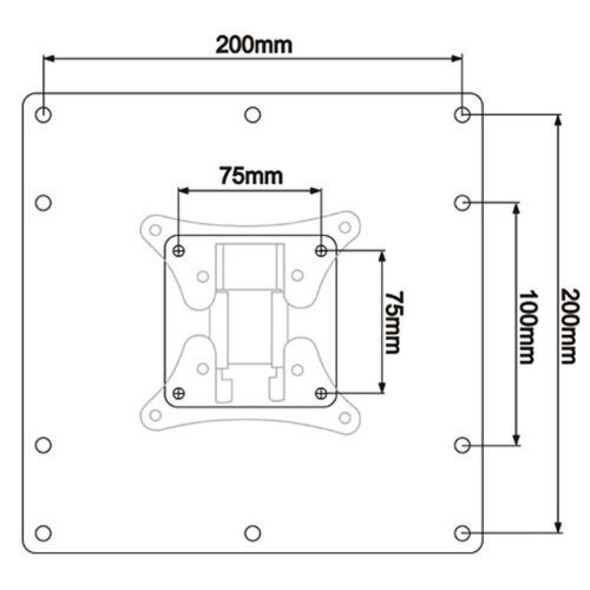 Parts Express Universal TV Mount Adapter Plate VESA 75 to 100 x 200 or ...
