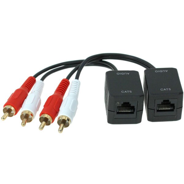 RCA Audio Set L/R Stereo Extender Over Ethernet Cable (up to 250 ft.)