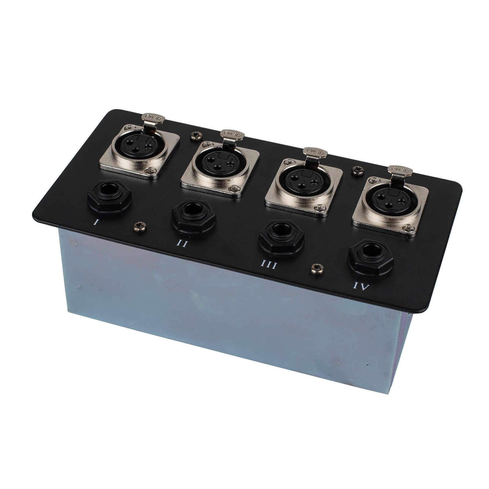 Floor / Surface Mount Stage Box with Four XLR Female and Four 1/4" TRS ...