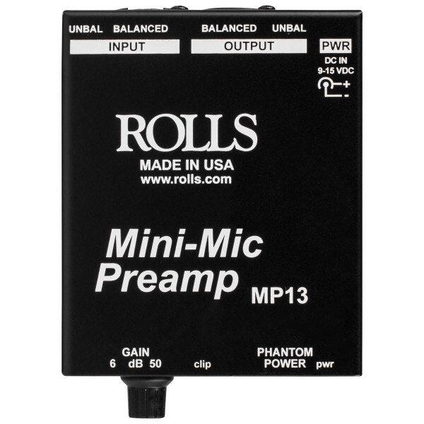 Rolls MP13 Mini-Mic Preamp with Phantom Power