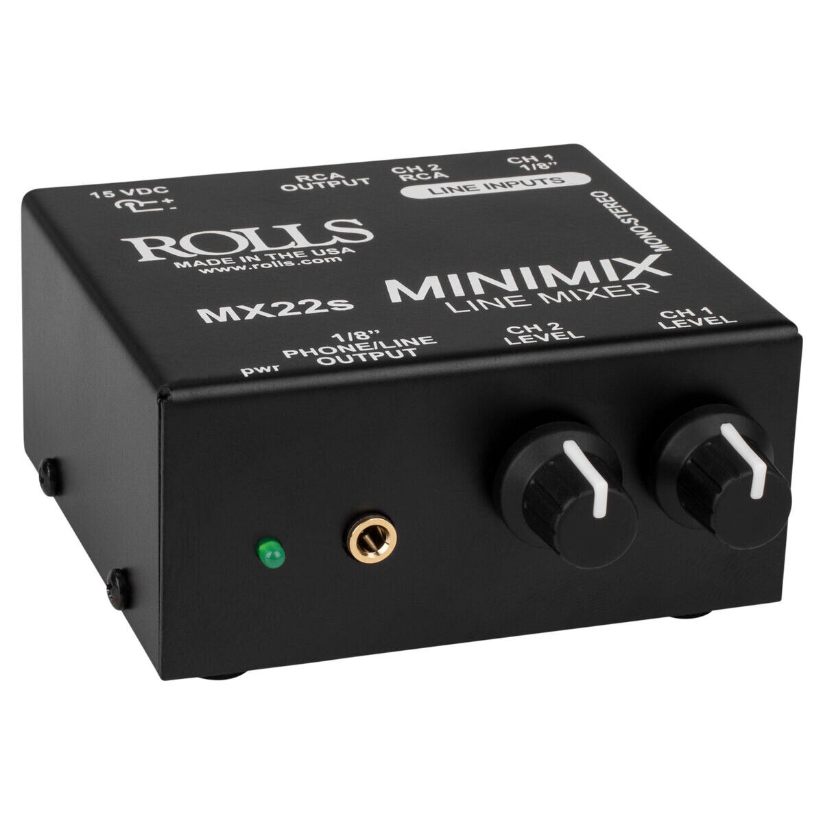Rolls MX22s MiniMix 2 Channel 3.5 mm and RCA Mini Line Mixer