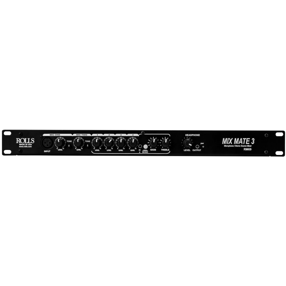 Rolls RM69 MixMate 3 Rack Mount 6 Channel Mic/Line Mixer 1U