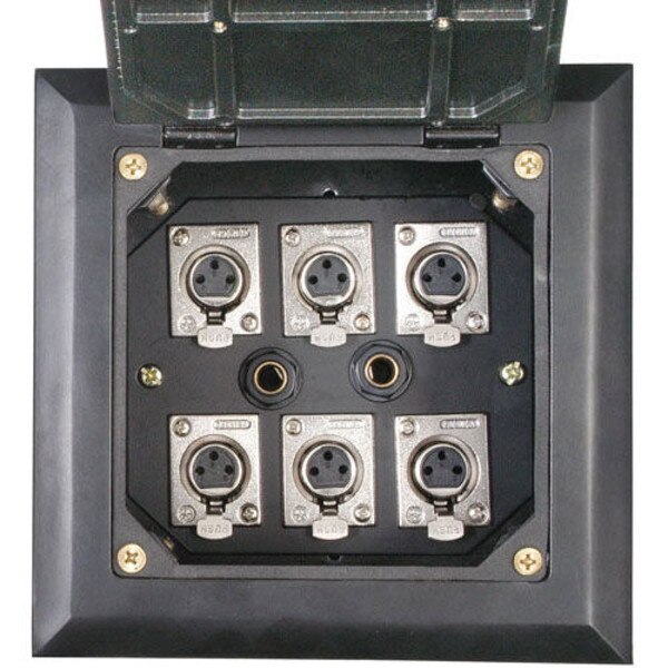 Deep Floor Box with 6 XLR Black 6" x 6"