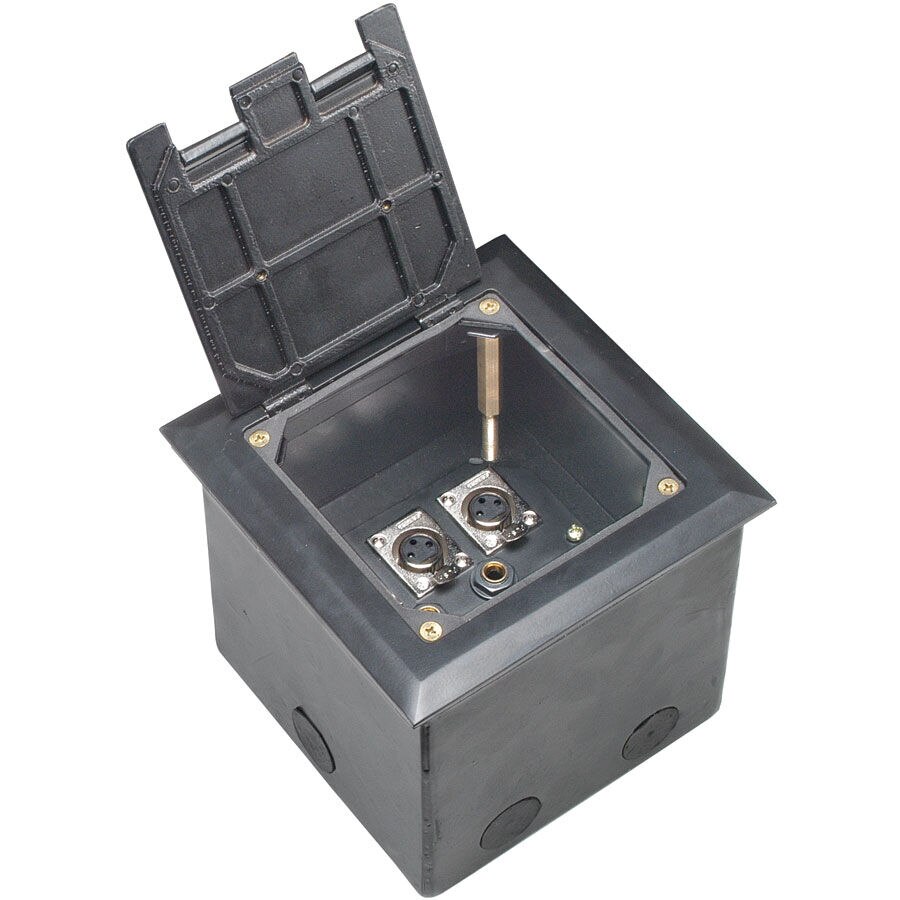 Deep Floor Box with 6 XLR Black 6" x 6"