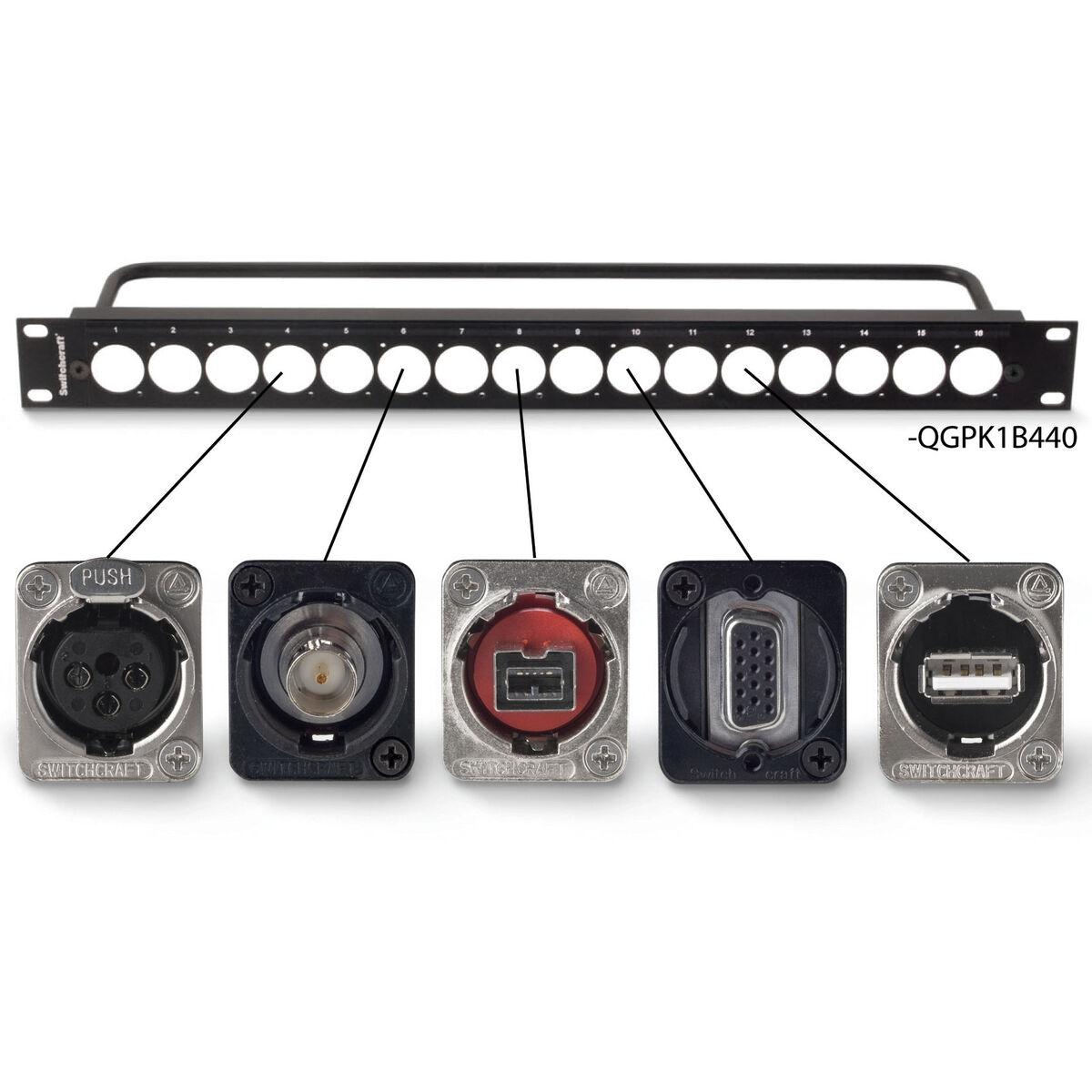 Switchcraft QGPK1B440 1RU 1 x 16 EH Rack Panel Tapped with 4-40 Holes