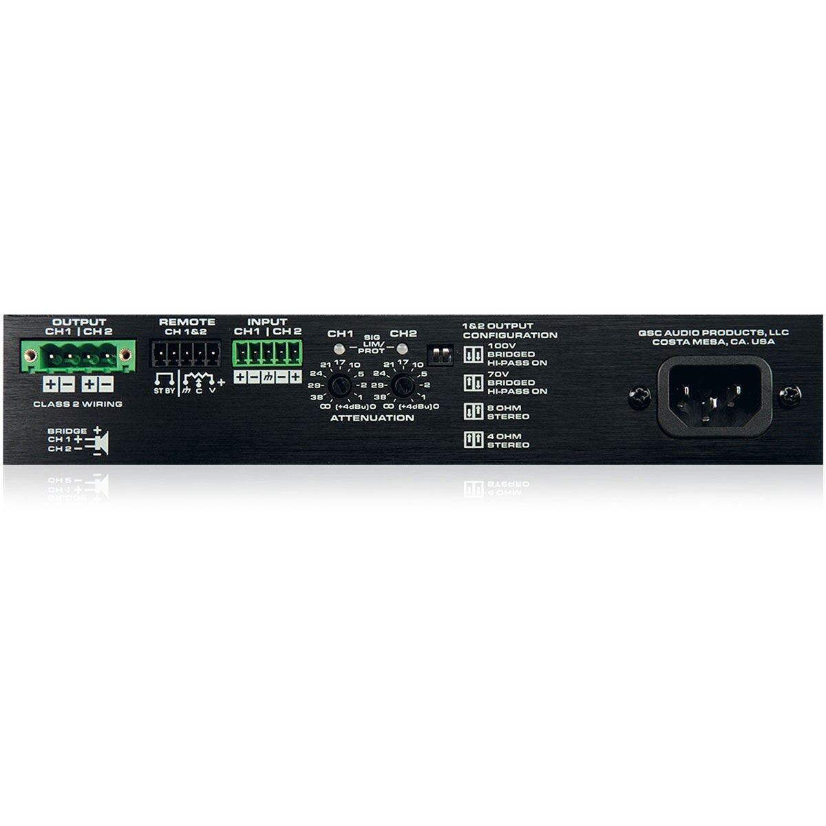 QSC SPA2-60 2 Channel 250W Energy Star Commercial Amplifier 70V / 100V ...