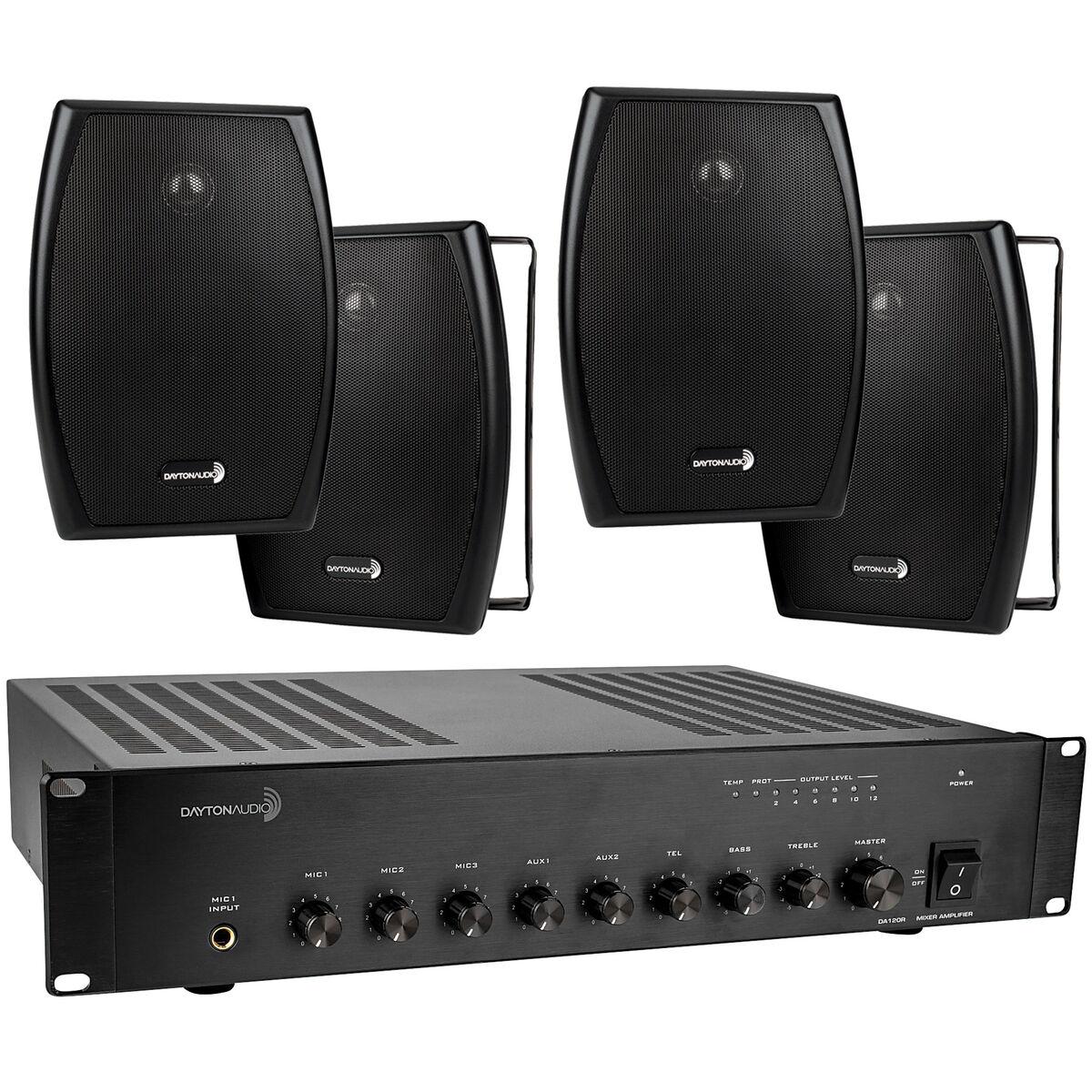 Dayton Audio DA120R 120W 70V Rack Mixer-Amplifier - (4) 6-1/2" Black 2 ...