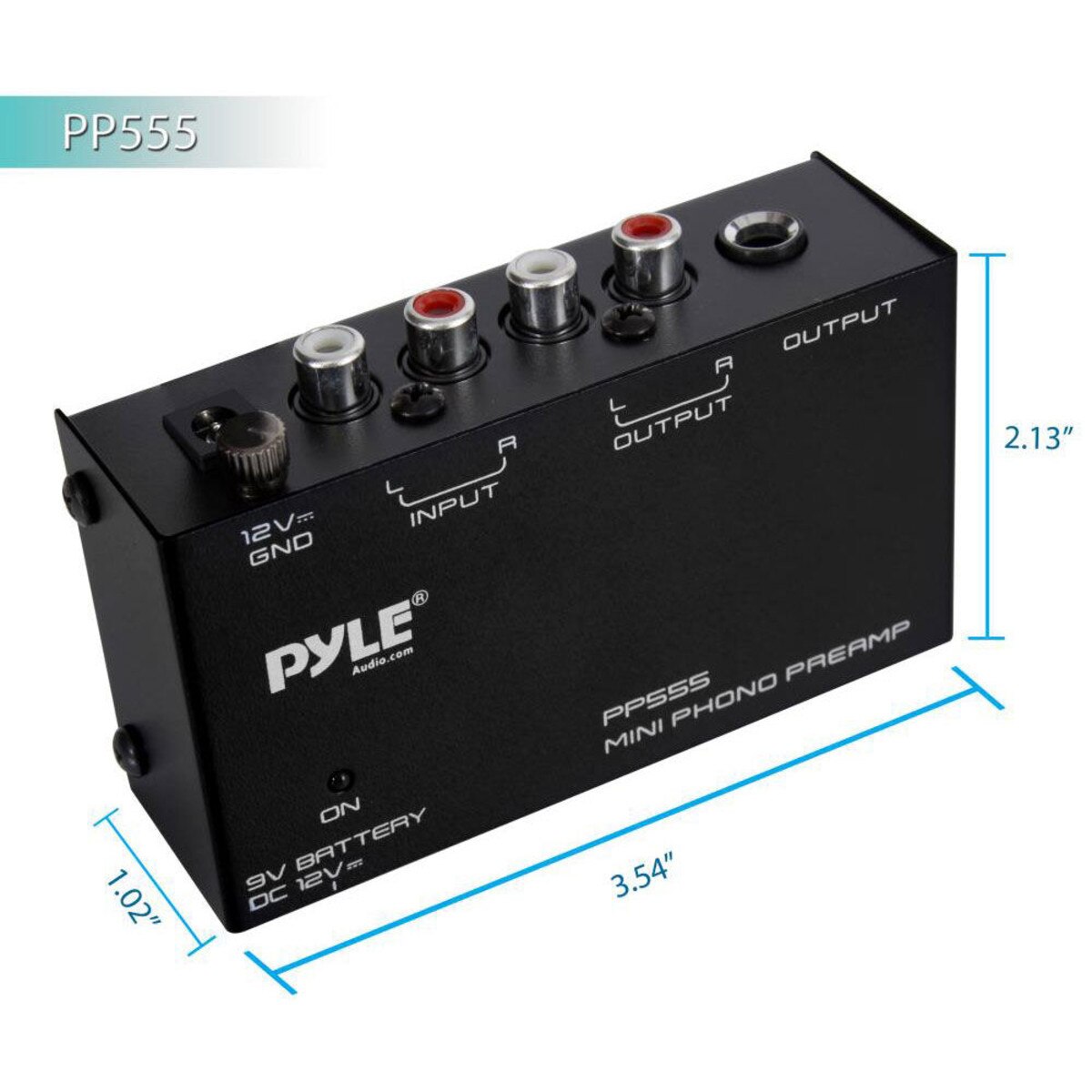 Pyle PP555 Ultra-Low Noise Compact Turntable Phono Preamp with 9V ...