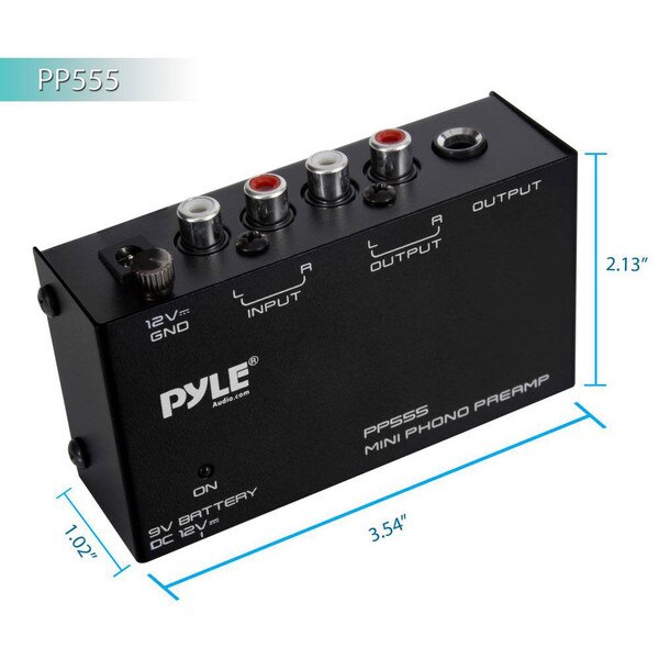 Pyle PP555 Ultra-Low Noise Compact Turntable Phono Preamp with 9V ...