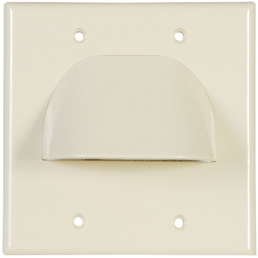 Vanco Dual Gang Reversible Bulk Cable Wall Plate Almond
