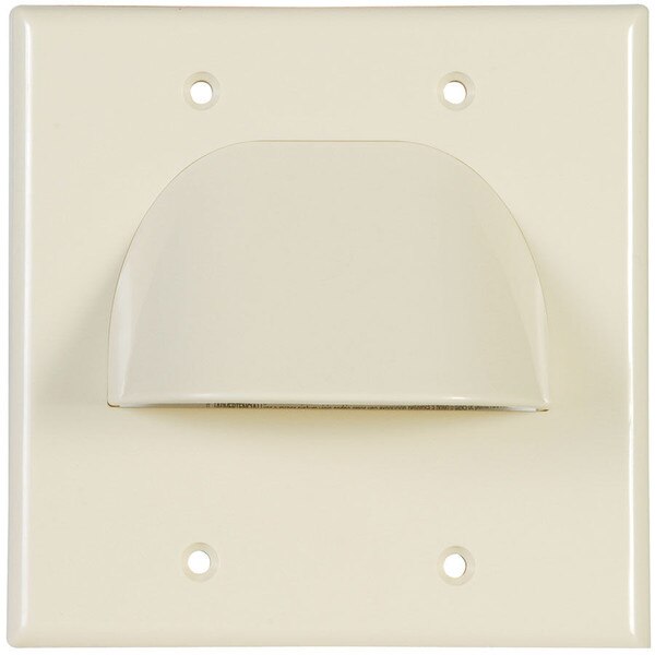 Vanco Dual Gang Reversible Bulk Cable Wall Plate Almond