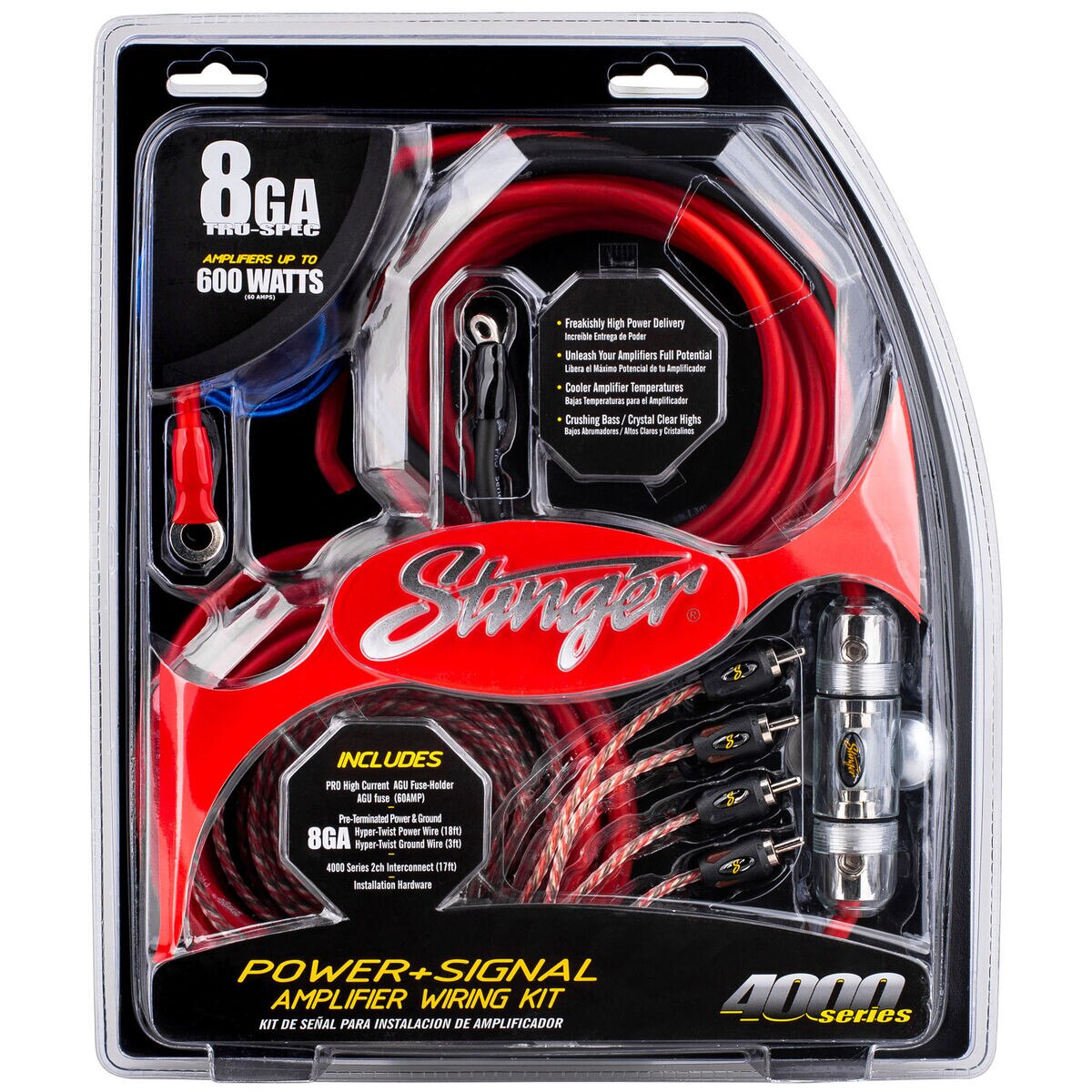 Stinger SK4681 Series 4000 8 AWG Amp Wiring Kit Red/Black with ...