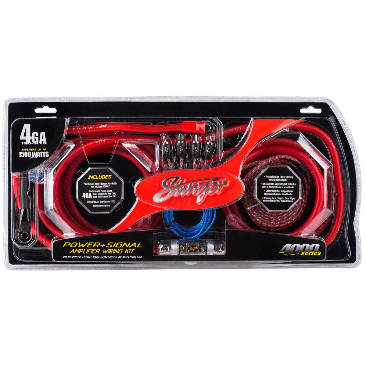 Stinger SK4641 Series 4000 4 AWG Amp Wiring Kit Red/Black with ...