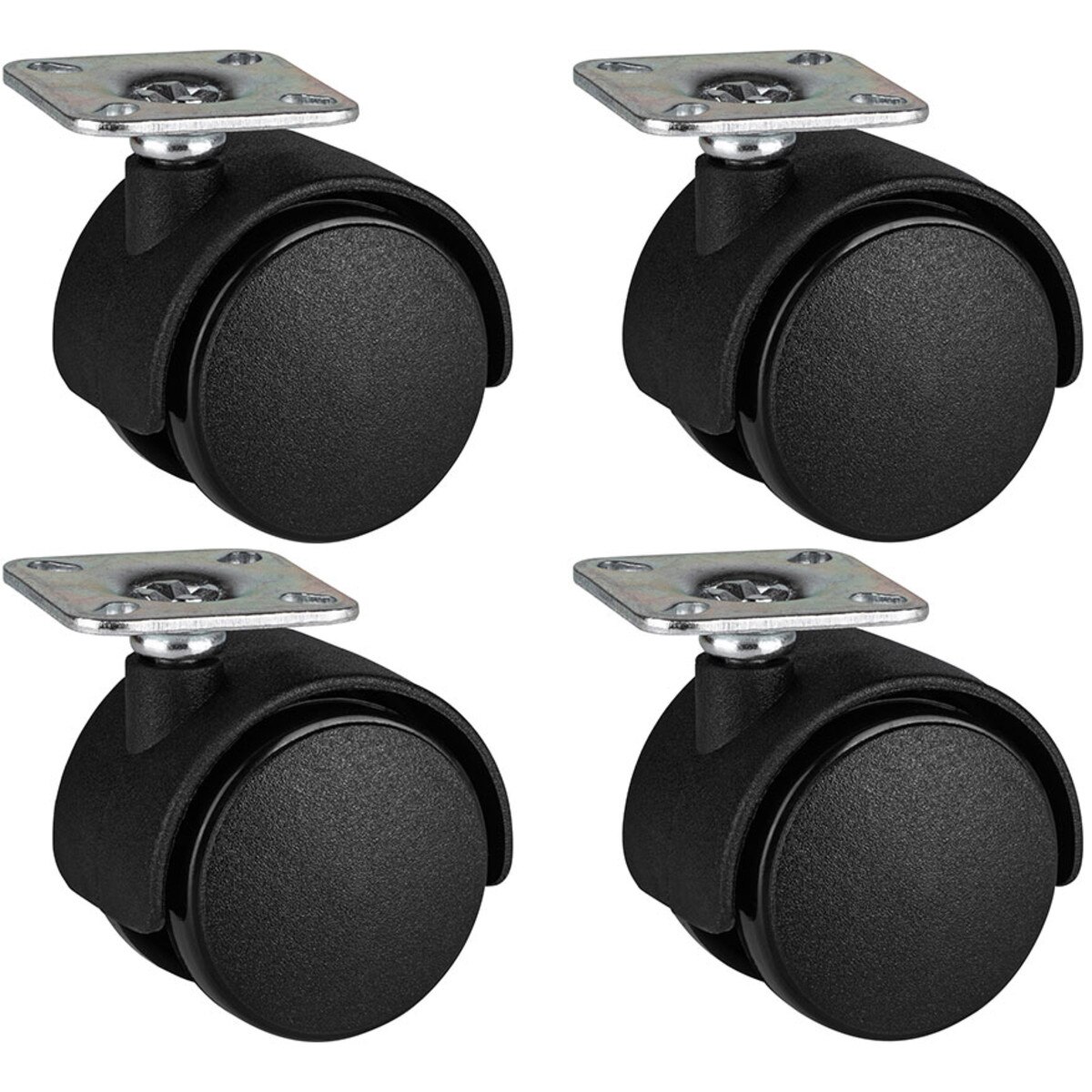 4-Pack 1.5" Black Plastic Caster Wheel Swivel Plate Caster with 55 lb ...