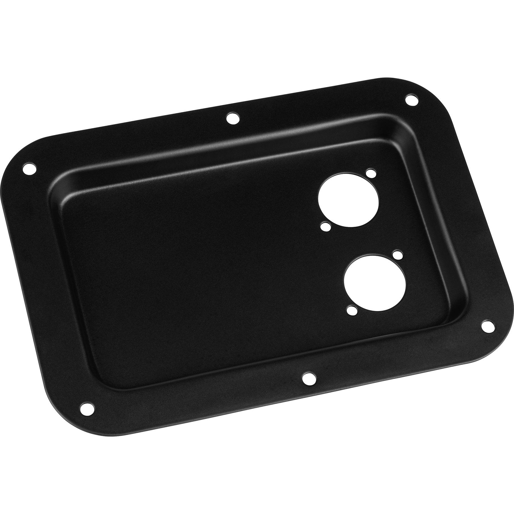 Metal Dish Speaker Terminal Plate for Two Neutrik D Black 5" x 7-1/16"