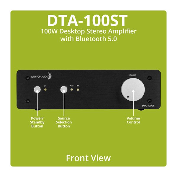 Dayton Audio DTA-100ST 100W Desktop Stereo Amplifier with Bluetooth 5.0