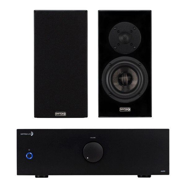 Dayton Audio Gloss Black OPAL1 and 2 x 200 Watt A400 Stereo Amplifier ...