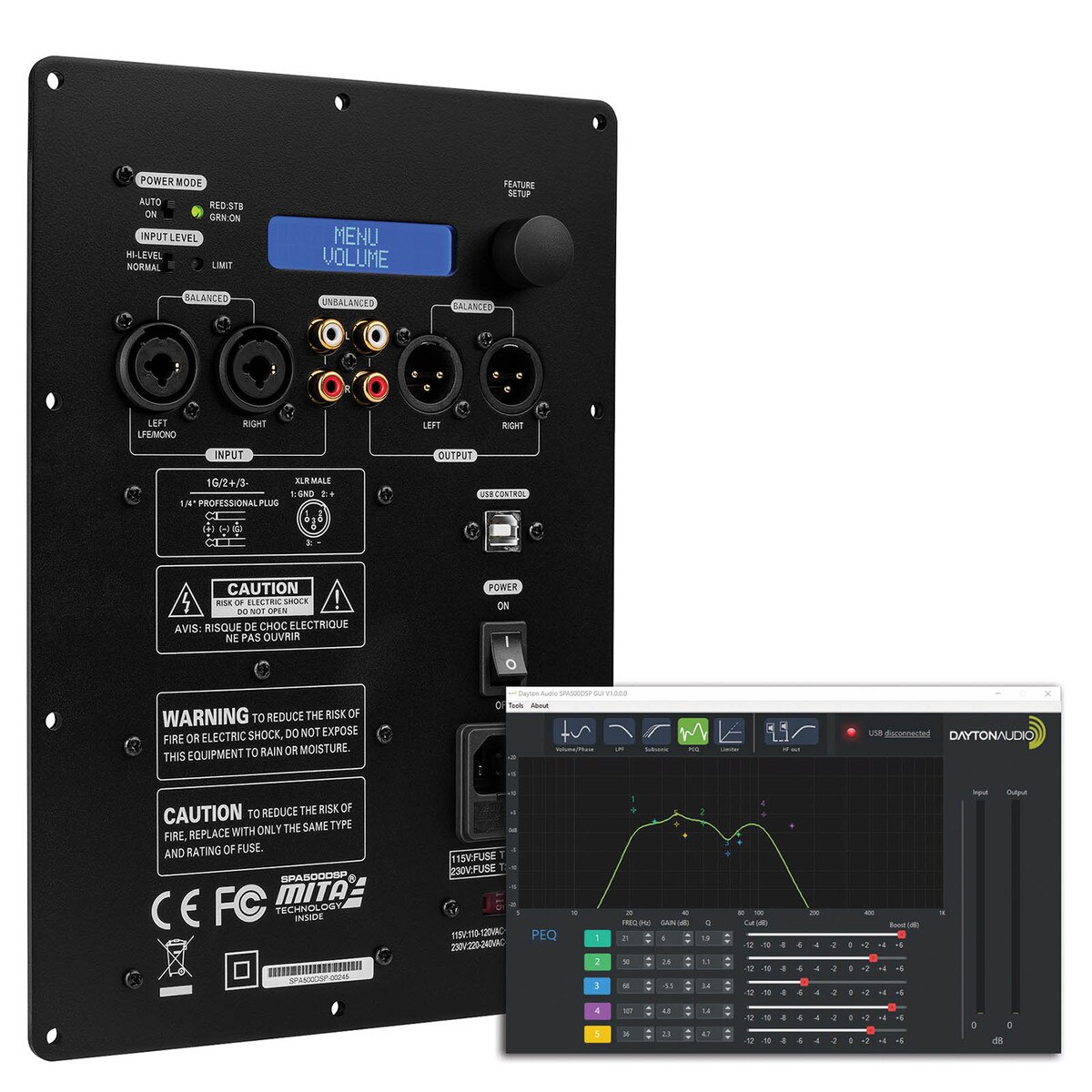 Studio monitor plate amplifier with mixer