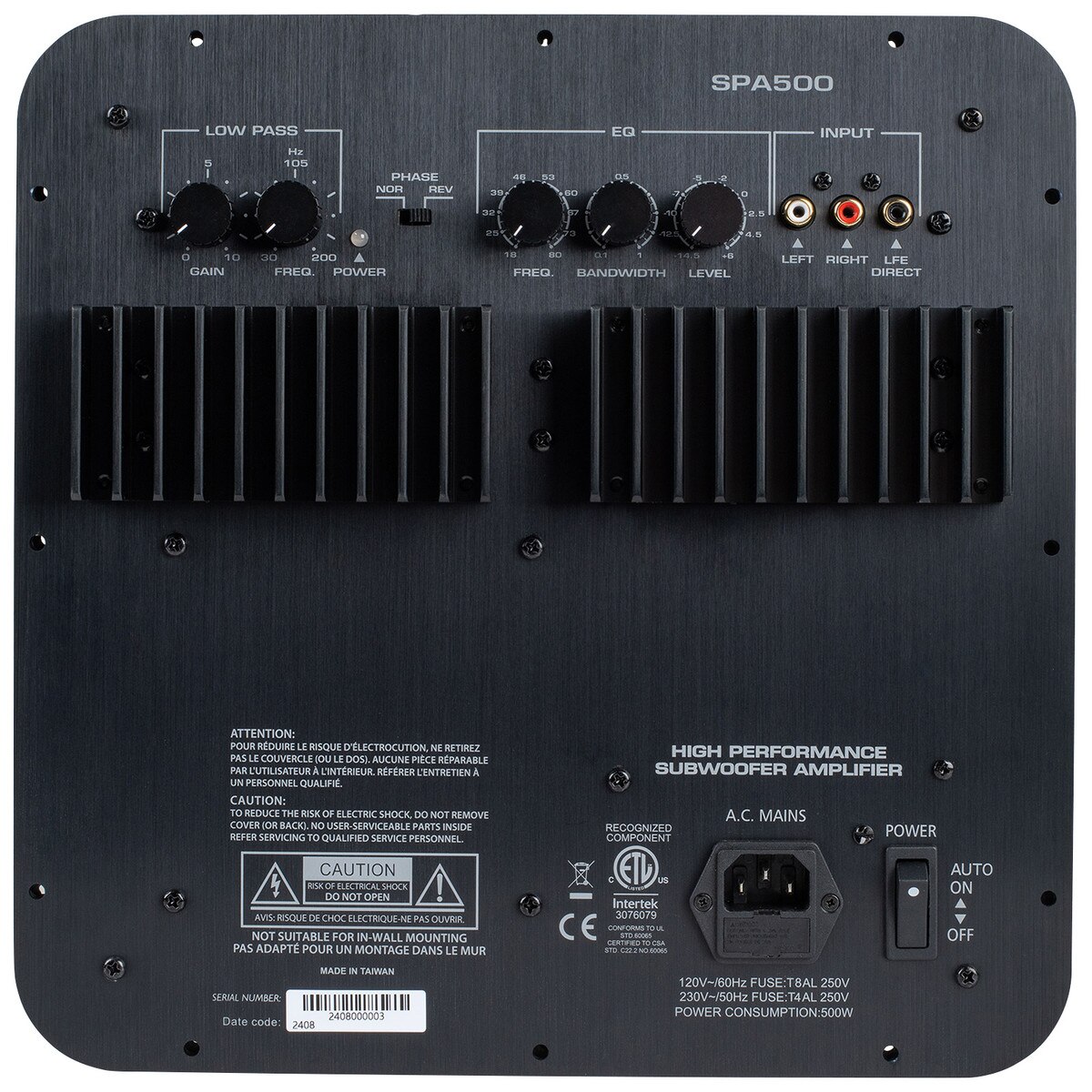 Dayton Audio SPA500 500W Subwoofer Plate Amplifier