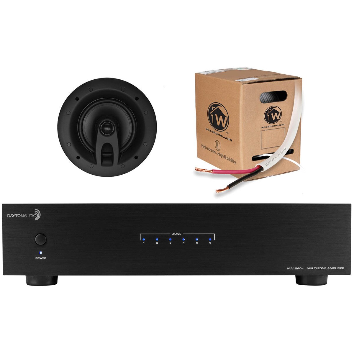 Multi-Zone 65 Watt Amplifier Distributed Audio Bundle with Ceiling ...