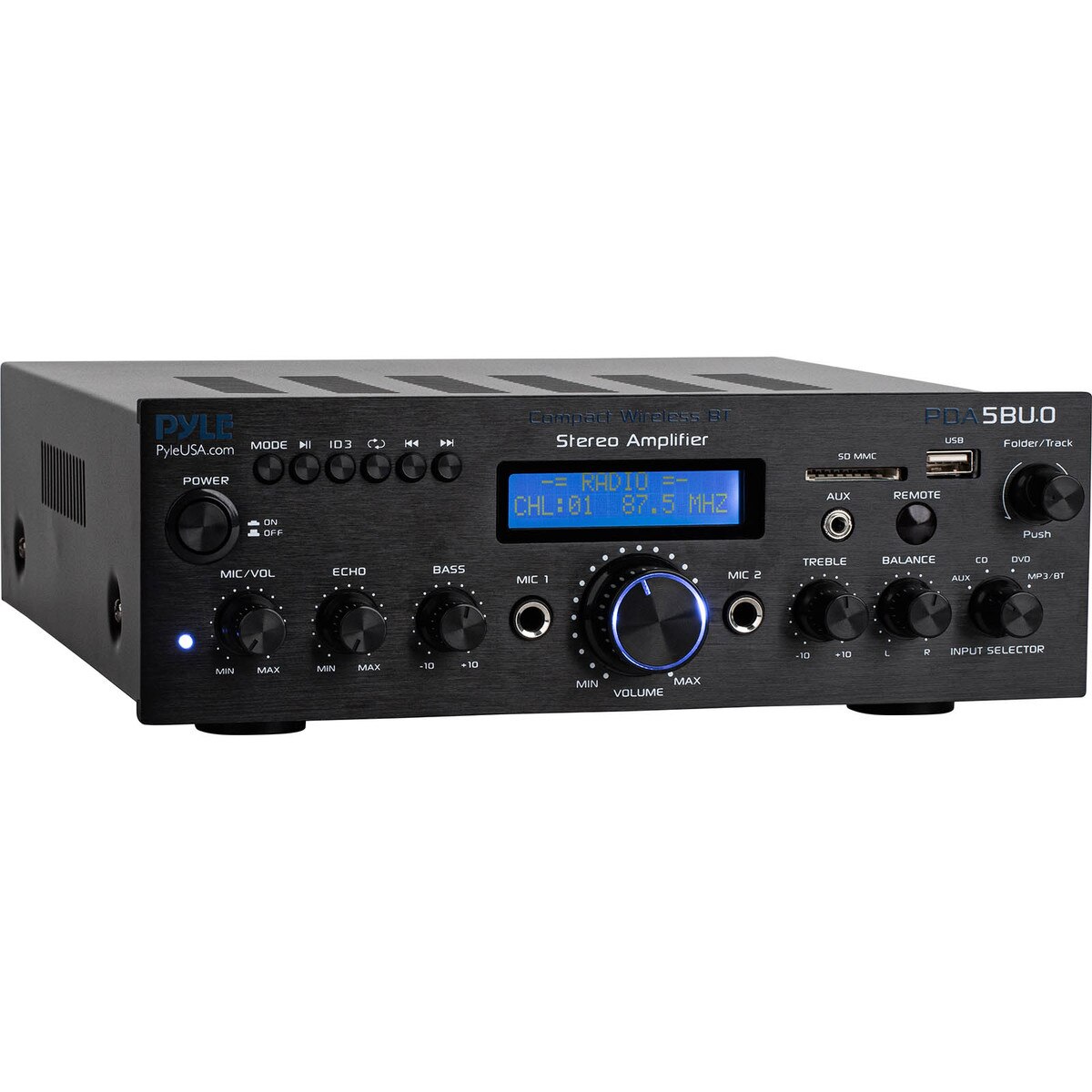 Pyle PDA5BU Bluetooth 200W Stereo Amplifier Receiver with Remote AM/FM ...