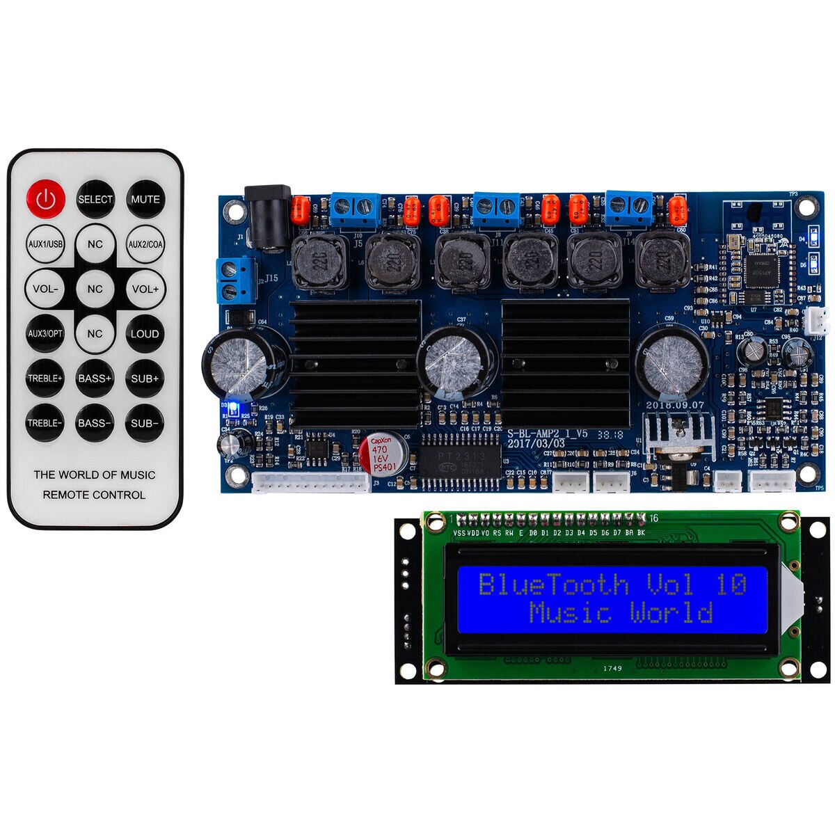2.1 Amplifier 50W x 50W x 100W with Built-In Bluetooth 3.0 Backlit LCD ...