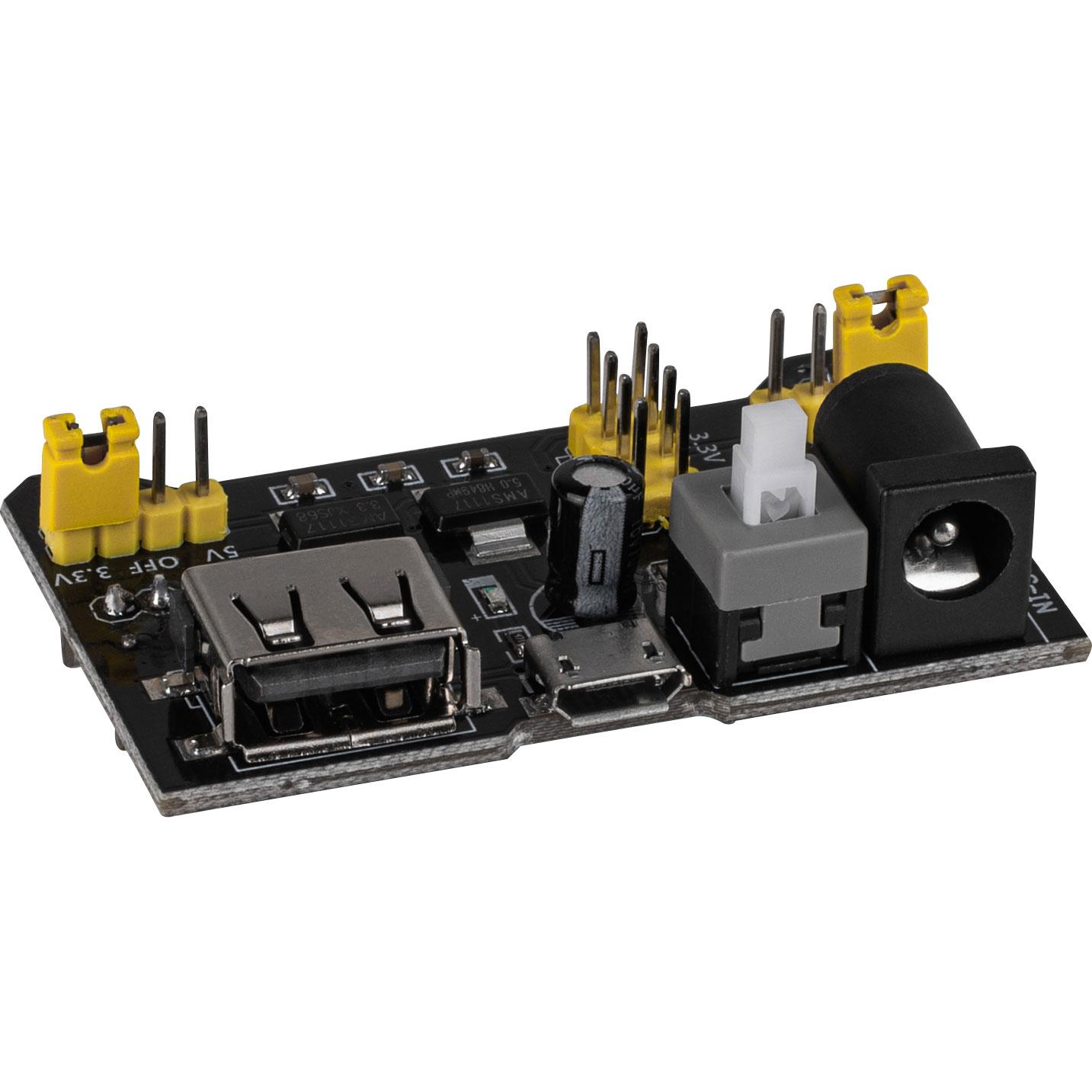 Power Supply Module with Micro USB for 6.5" x 2.1" Breadboards