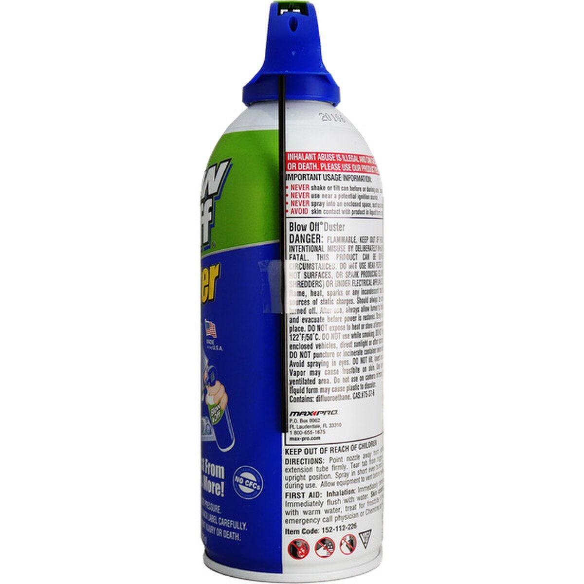 Blow Off Duster Can of Air Removes Dust and Debris Canned Air 10 oz.