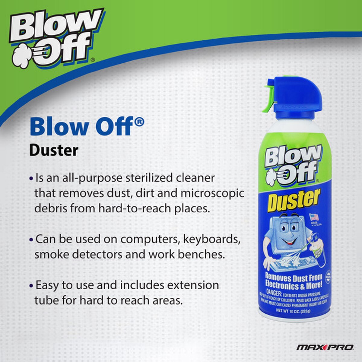 Blow Off Duster Can of Air Removes Dust and Debris Canned Air 10 oz.