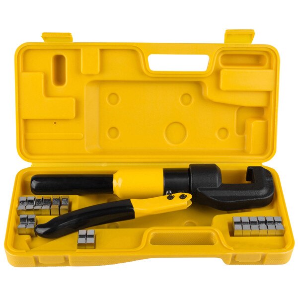 6 Ton Hydraulic Crimp Tool with 8 Dies for Terminals 12 to 2/0 AWG