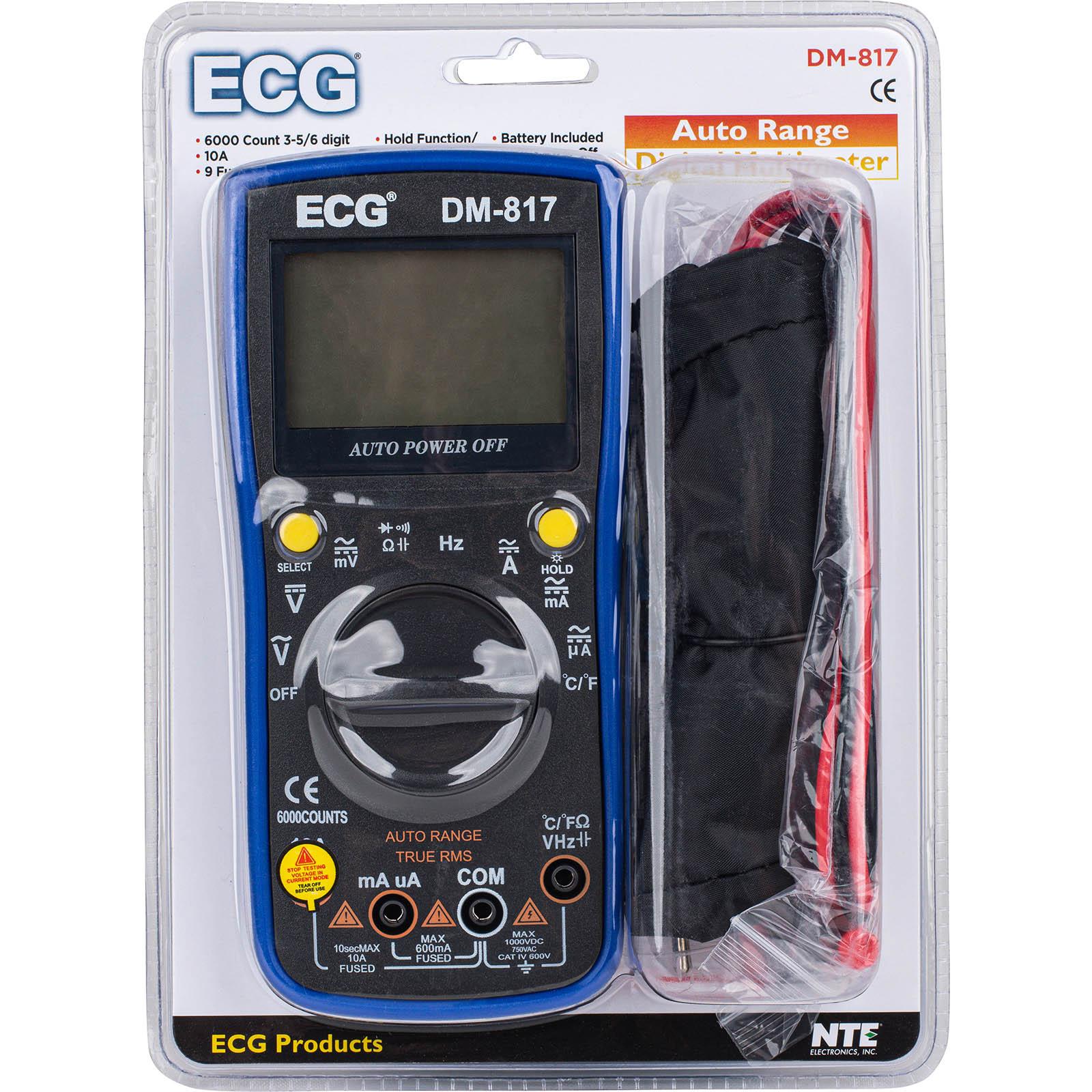 ECG DM-817 Digital Multimeter 3-5/6 Digit 9 Function with Data Hold and ...