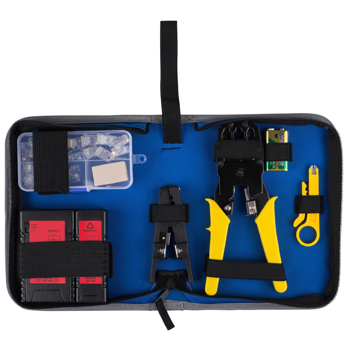 Network Ethernet LAN Install Tool Kit with Cable Tester and Case
