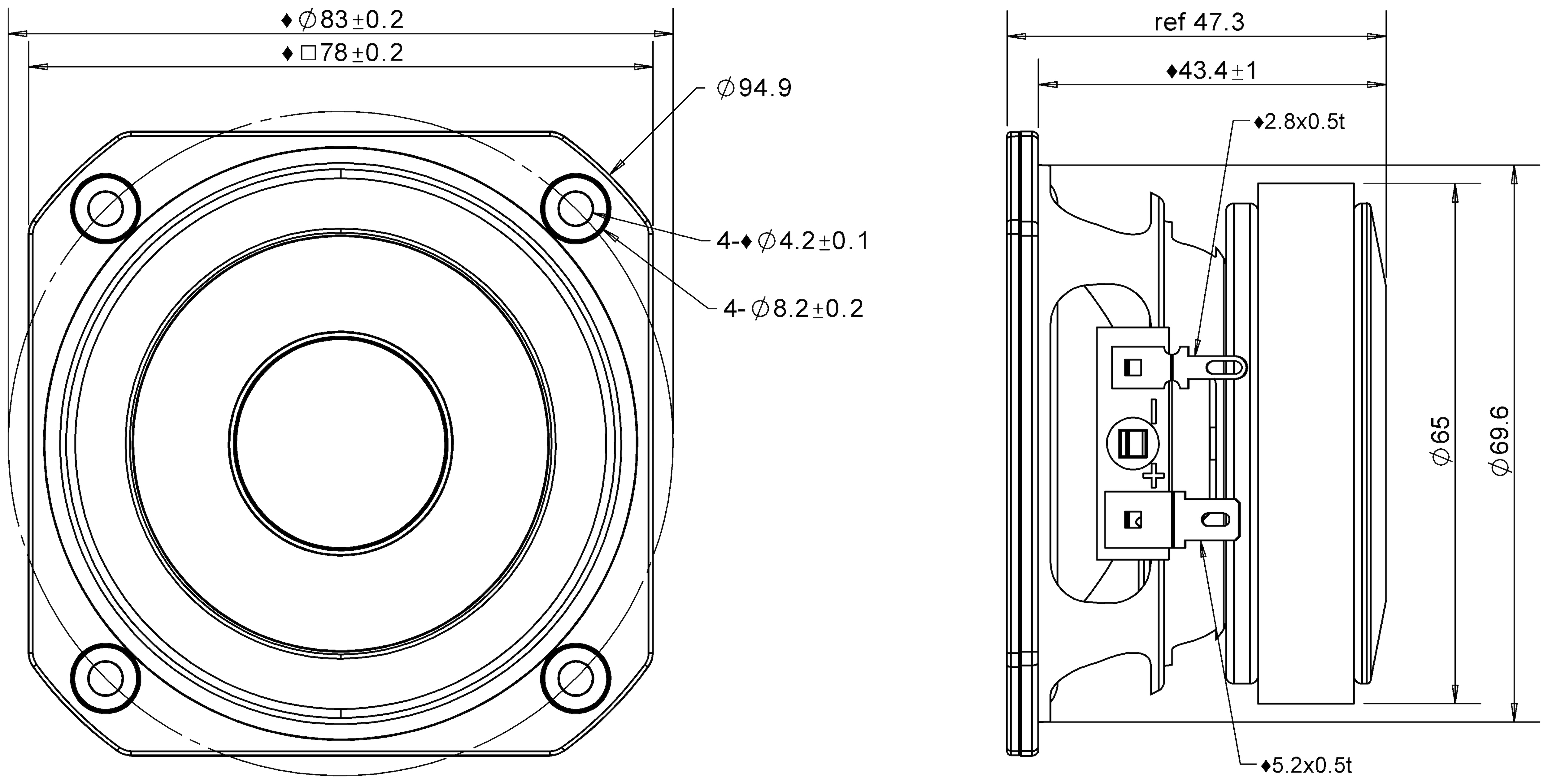 Peerless by Tymphany PLS-75F25AL05-08 3" Full-Range Driver 8 Ohm