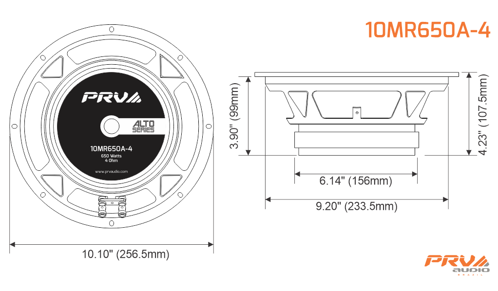 PRV Audio 10MR650A-4 Alto Series 10" Midrange Driver 4 Ohm