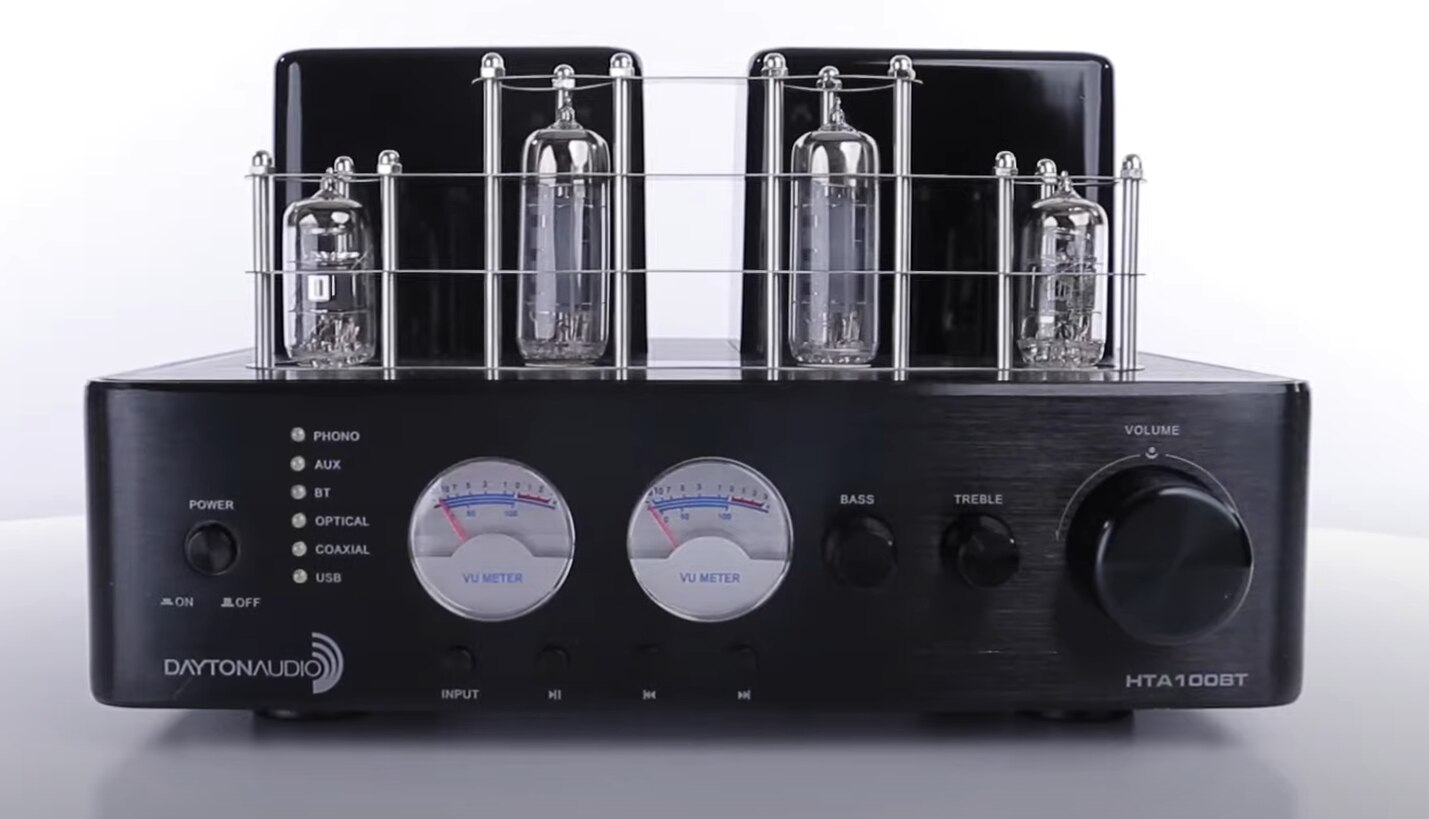 Dayton Audio HTA100BT Hybrid Stereo Tube Amplifier with Bluetooth USB ...