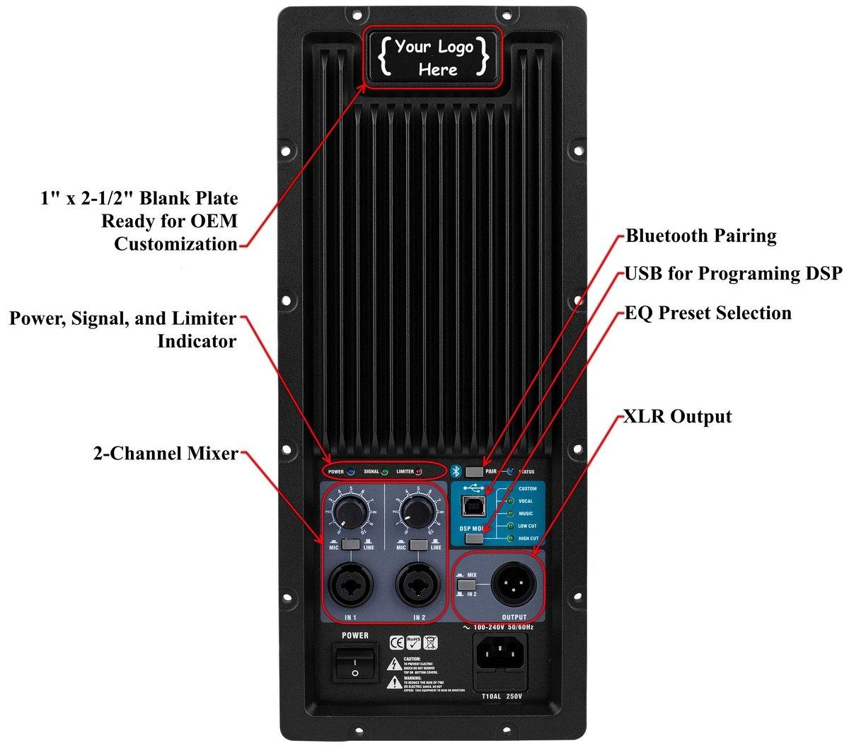 Dayton Audio PPA800DSP 2-Way Plate Amplifier 800W 2-Channel with DSP ...